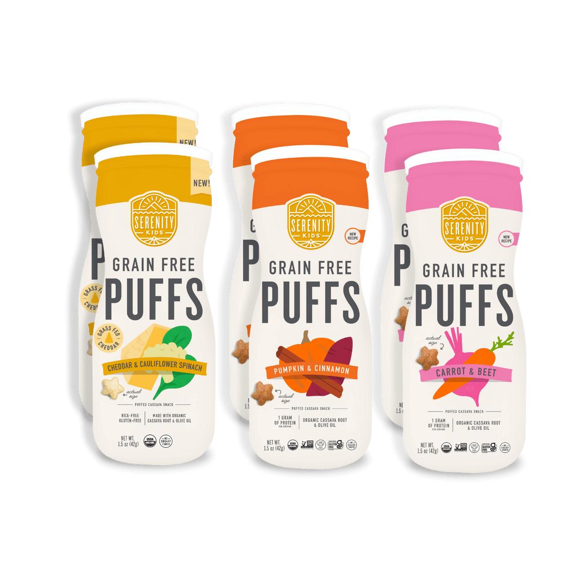 Grain Free Puffs Variety Pack | Variety 6-Pack | Serenity Kids